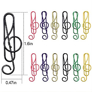 100Pcs Music Multicoloured Metal Paper Clips, Cute Metal Musical Notes Shaped Bookmark Clips for Student Kids Gift Notebook Office Accessories Document Organization