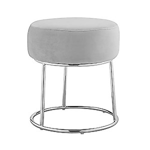 Linon Carly Metal Accent Vanity Stool in Gray