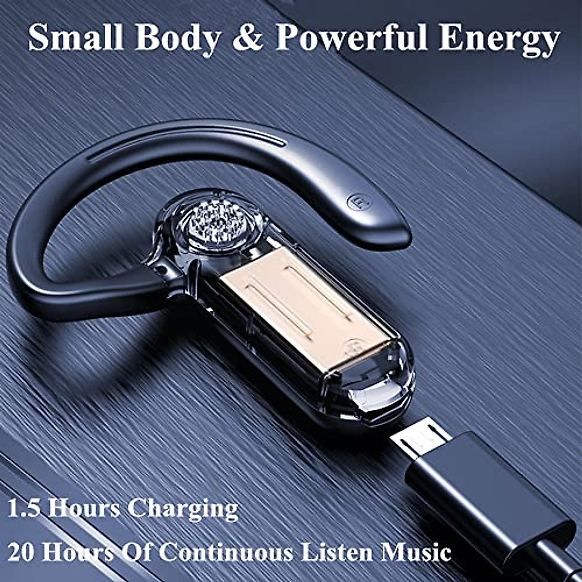 Uigsas Bluetooth Headset Wireless Bluetooth Earpiece Single Ear Voice Control Answer Earphones for Cell Phone Computer Laptop Driver Trucker