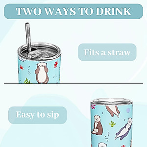 Sea Otter Tumbler - 20 Oz Blue Cute Otter Gifts for Women & Girls, Hot & Cold Drinks Accessory