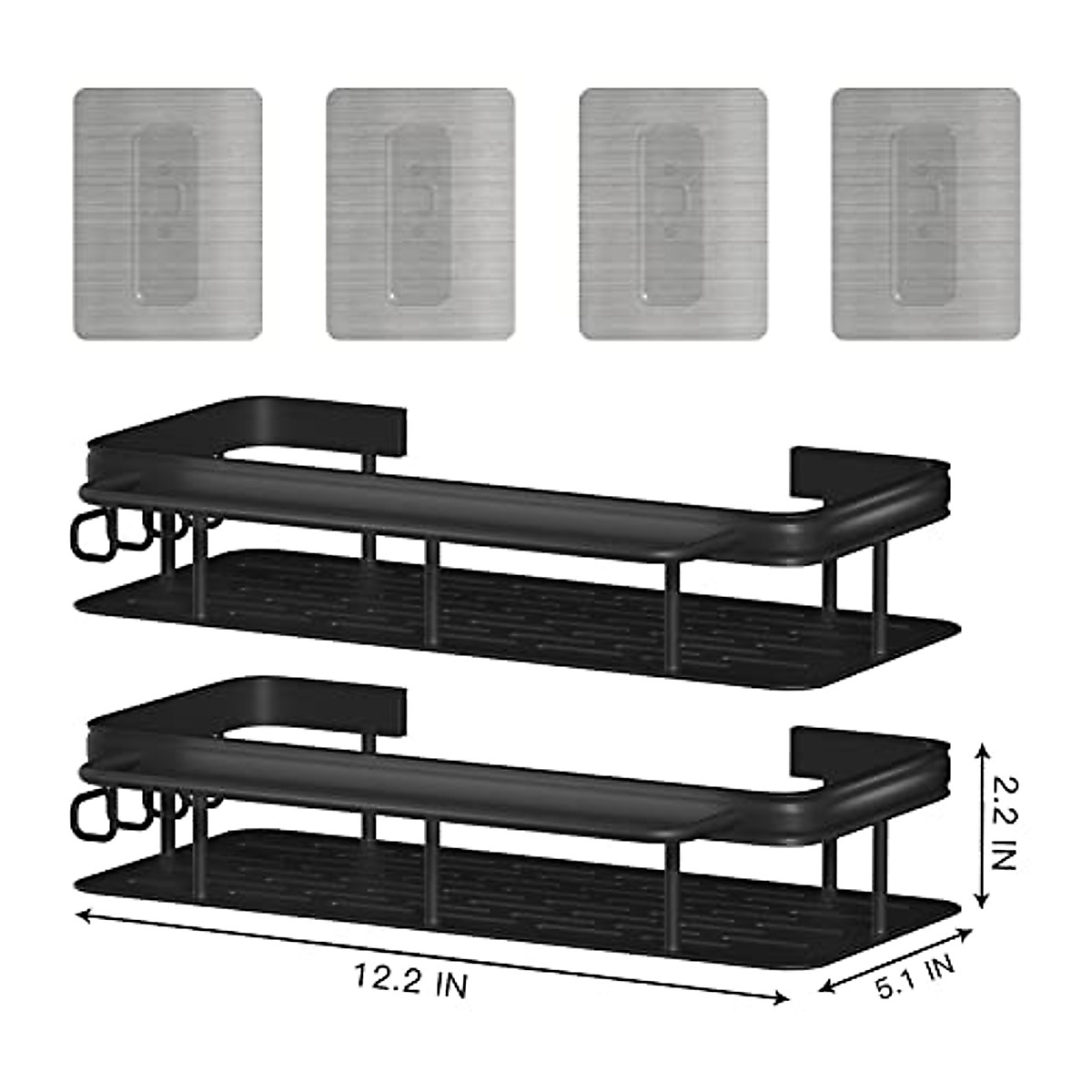 YOUNG MAGIC Shower Caddy Organizer Shelves Shelf 2-Pack, Aluminum, Rustproof, No Drilling, Suitable For Bathroom, Toilet, Kitchen, Powder Room, Etc