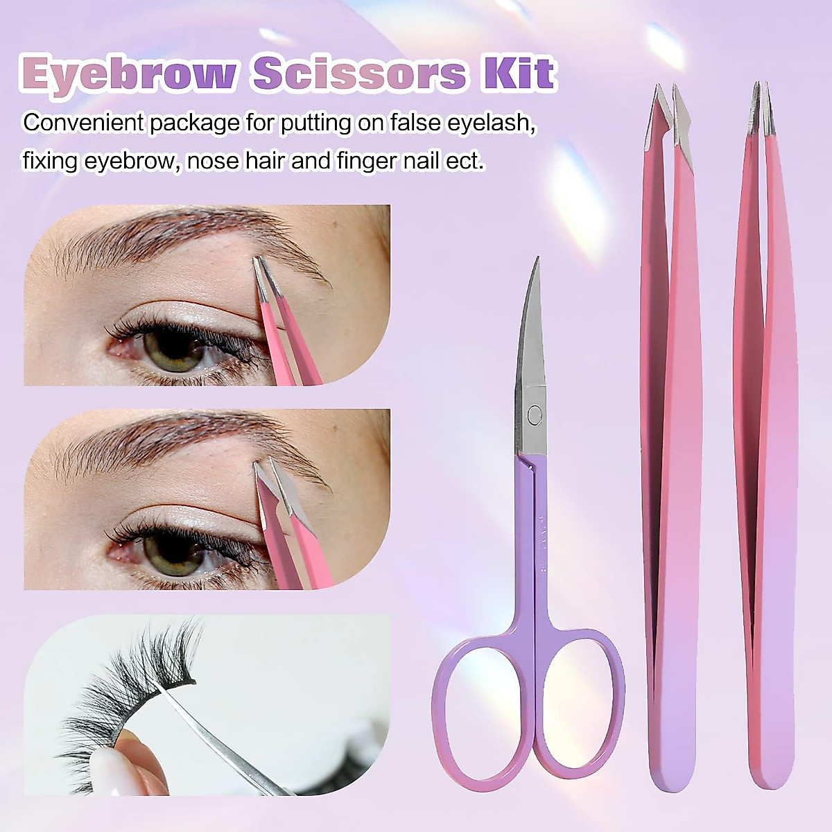 Eyelash Curler Eye Brow Kit, MODUSKYE 7 in 1 Eyelashes Curler with Replacement Refill Pads for Women, Partial Lash Curler Eyes Makeup Tools Long-Lasting Natural Lashes