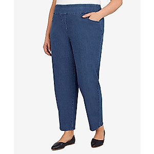 Alfred Dunner Womens Plus-Size Super Stretch Mid-Rise Average Length Pant, Medium Denim, 18W