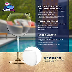 Floating Wine Glasses for Pool (18 Oz | Set of 2) That Float | Shatterproof Poolside Wine Glasses | Floating Cup | Beach Glass | Outdoor Tritan Plastic Wine Glasses with Stem