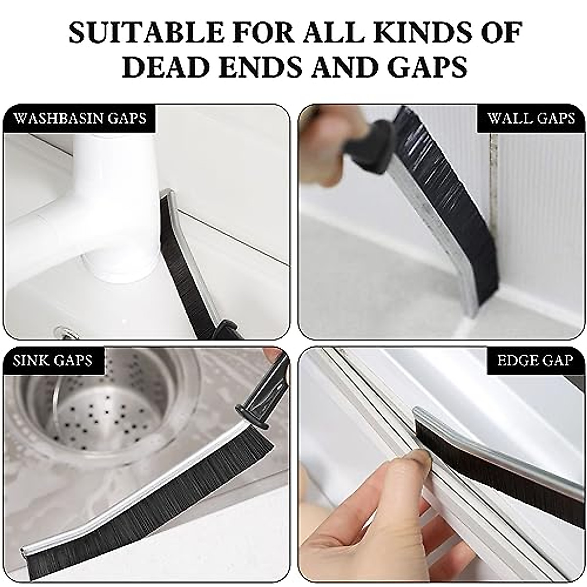 Crevice Brush Window Sink Cleaning Brush Crevice Cleaning Tools Bathroom Crevice Brush Long Crevice Brush Hard Bristle Brush Kitchen Tile Handheld Crevice Cleaning Brush Supplies (2PCS)