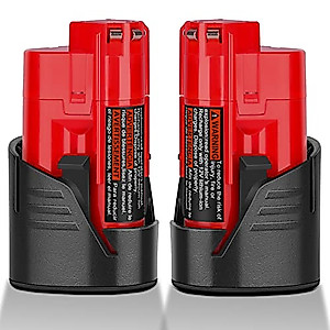 KUNLUN 2 Pack 3.0Ah 12V Battery Replace for Milwaukee M12 Battery Lithium Compatible for Milwaukee 12-Volt Battery 48-11-2411 48-11-2420 48-11-2401 48-11-2402 Cordless Tools