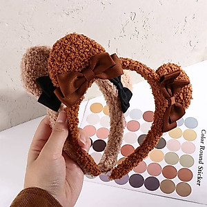Bear Ear Hairband, Women Hair Hoop Washing Face Headwear, Bear Ear Bow Knot Hairband Plush Headband, Face Hair Hoop(coffee)