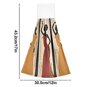 DOMIKING Absorbent Hanging Kitchen Hand Towels - Beautiful African American Women Dishcloths Decorative Hang Cloth Tie Towels for Farmhouse Housewarming Laundry Room