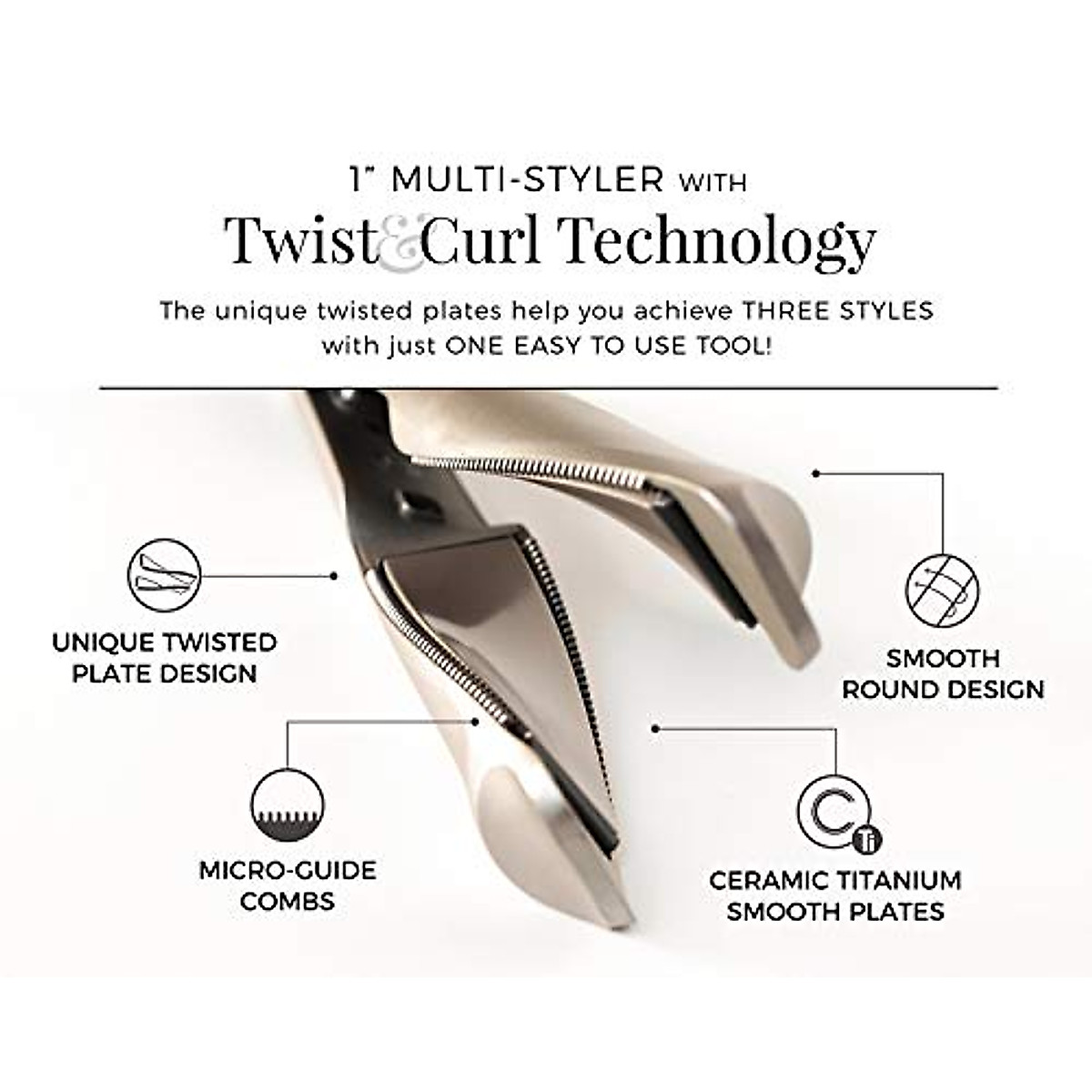 Remington Pro 1" Multi-Styler with Twist & Curl Technology, Color Care Protection, Champagne, S16A11 (S16A10)