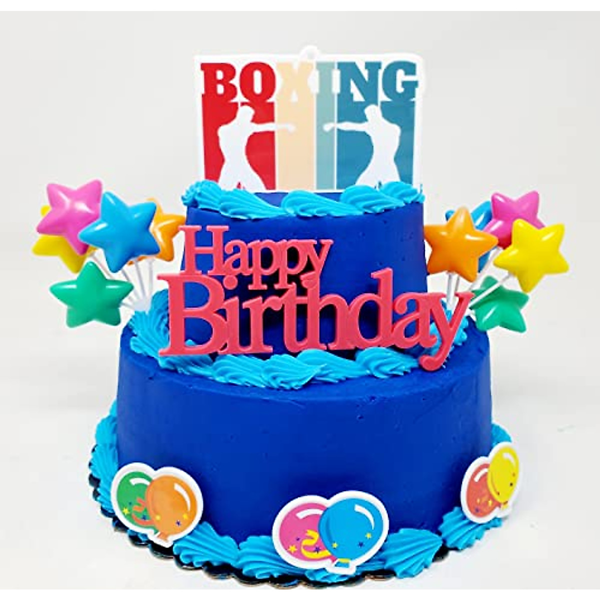Boxing Themed 7 Piece Boxer Birthday Cake Topper Set