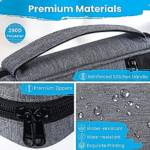 QASMANA Bible Cover, Standard Size Polyester Bible Case with 4 Highlighters, Internal Compartments and Zippers, 10x7x2 Inches, (Gray)