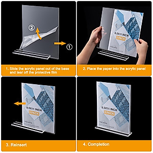 Acrylic Sign Holder 8.5 x 11 Inch 3 Pack, Clear Display Sign Stand for Store Sign Holders, Vertical Double Acrylic Stands, Vendor Booth Display Items