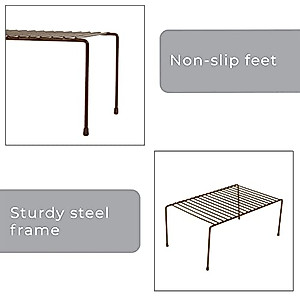 Smart Design Cabinet Storage Shelf Rack - Medium (8.5 x 13.25 Inch) - Steel Metal Wire - Cupboard, Plate, Dish, Counter & Pantry Organizer Organization - Kitchen [Bronze]