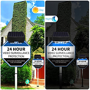 OOSSXX Solar Power Deck LED Light Clip-On Yard Security Sign Spotlight (Large Capacity Battery, Max14 Hours Working)