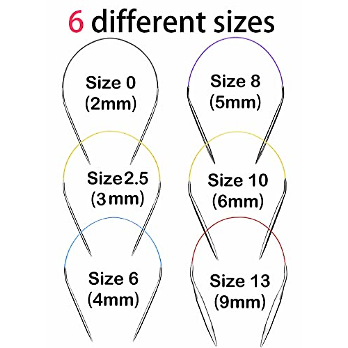 Circular Knitting Needles 16 Inch Set Round Metal Kit Size 13 10 8 6 2.5 0