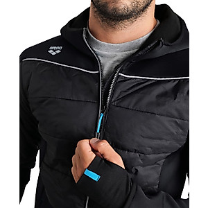 Arena Unisex Team Hooded F/Z Half-quilted Jacket, Black, X-Small