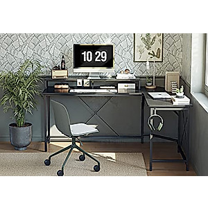 CubiCubi L Shaped Desk, 66.7" Computer Corner Desk, Home Office Study Writing Workstation with Large Monitor Stand, Space-Saving, Easy to Assemble, Black