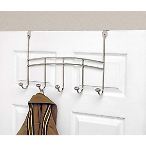 Spectrum Diversified Duchess 5 Door Hooks for Closet, Bathroom & Laundry Room, Jacket & Towel Rack, Clothes Hanger for Small Spaces, Satin Nickel