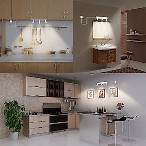 HONWELL Track Lighting LED Spotlights with 3 Rotatable Lights Heads, Under Cabinet Counter Lighting Plug in Accent Lights Remote Controlled Ceiling Track Lights for Wall Picture Artwork Display