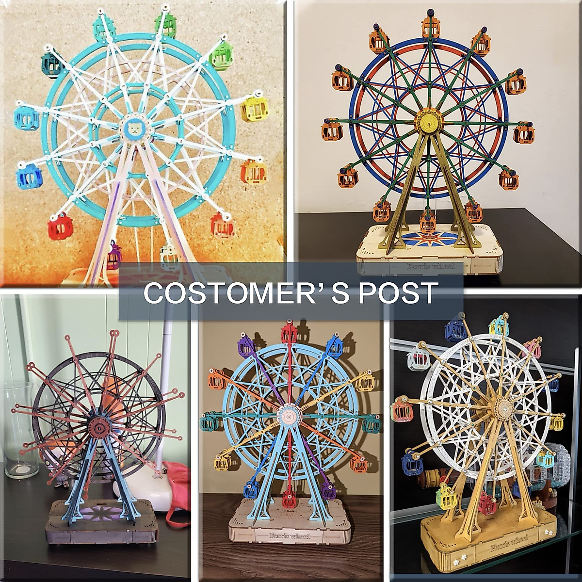 Rowood 3D Puzzles for Adults, Model Kits for Adults, Wooden Music Box,DIY Craft Kits for Adults Teen Boy Gifts on Birthday Christmas - Ferris Wheel (232 PCS)