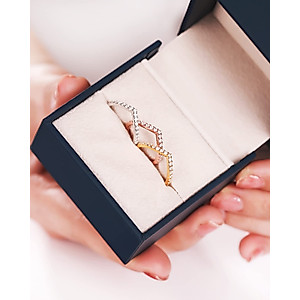 ATTA GEMS Women Rings Sterling Silver Rings Moissanite Rings for Women 18K Gold Plated S925 Silver Dainty Stacking Wedding Band Engagement Rings (tear, 6)