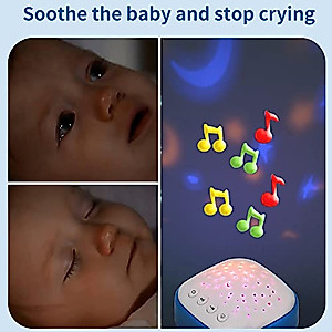 Portable Baby Sleep White Noise Sound Machine with Projector Star Starry Night Light,Kids Travel Soother Toddler Aid Music for Infant Gifts Shower,Car Rides,Stroller Walks,Door Handles,Baby Cribs