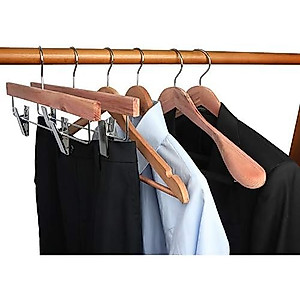TOPIA HANGER American Red Cedar Wide Shoulder Wooden Hangers 8 Pack, Luxury Wood Suit Coat Hangers with Black Padded Pant Bar-360° Swivel Chrome Hook, Natural- CT07W-8