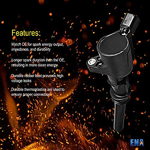 ENA Ignition Coil Pack Compatible with Ford Mercury F150 F250 E150 E350 Super Duty Lincoln Navigator Town Car Crown Victoria Expedition Grand Marquis 4.6L 5.4L 6.8L V8 Replacement for DG508 FD503