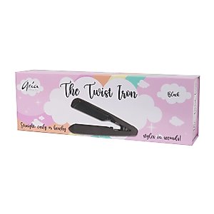 Aria Beauty Twist Iron, Dual Voltage Hair Straightener and Curler 2-in-1, Black Tourmaline Ceramic Flat Iron for Straightening & Curl Hair with Digital Display for All Hair Types