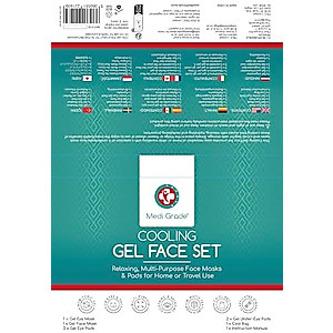 Medi Grade Cooling Ice Face Mask and Cooling Eye Mask for Puffy Eyes & Migraine Relief - Self Care Face Ice Pack with ChillGel Face Ice Mask Technology - Cooling Face Mask, Eye Pads and Bag