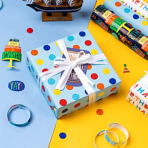 WRAPAHOLIC Birthday Wrapping Paper Roll - Happy Birthday Lettering and Polka Dots Design for Holiday, Party, Baby Shower - 3 Rolls - 30 Inch X 120 Inch Per Roll