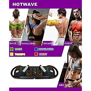 HOTWAVE Portable Home Gym with 16 Fitness Accessories,Pushups Board with Resistance Band,Ab Roller for Abs Workout,Pilates Bar Kit,All-in-One Exercise System for Man and Women