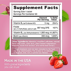 EZ Melts Dissolvable Energy, Memory & Mood Enhancer, Blend of B-Vitamins, Sugar-Free, 2-Month Supply