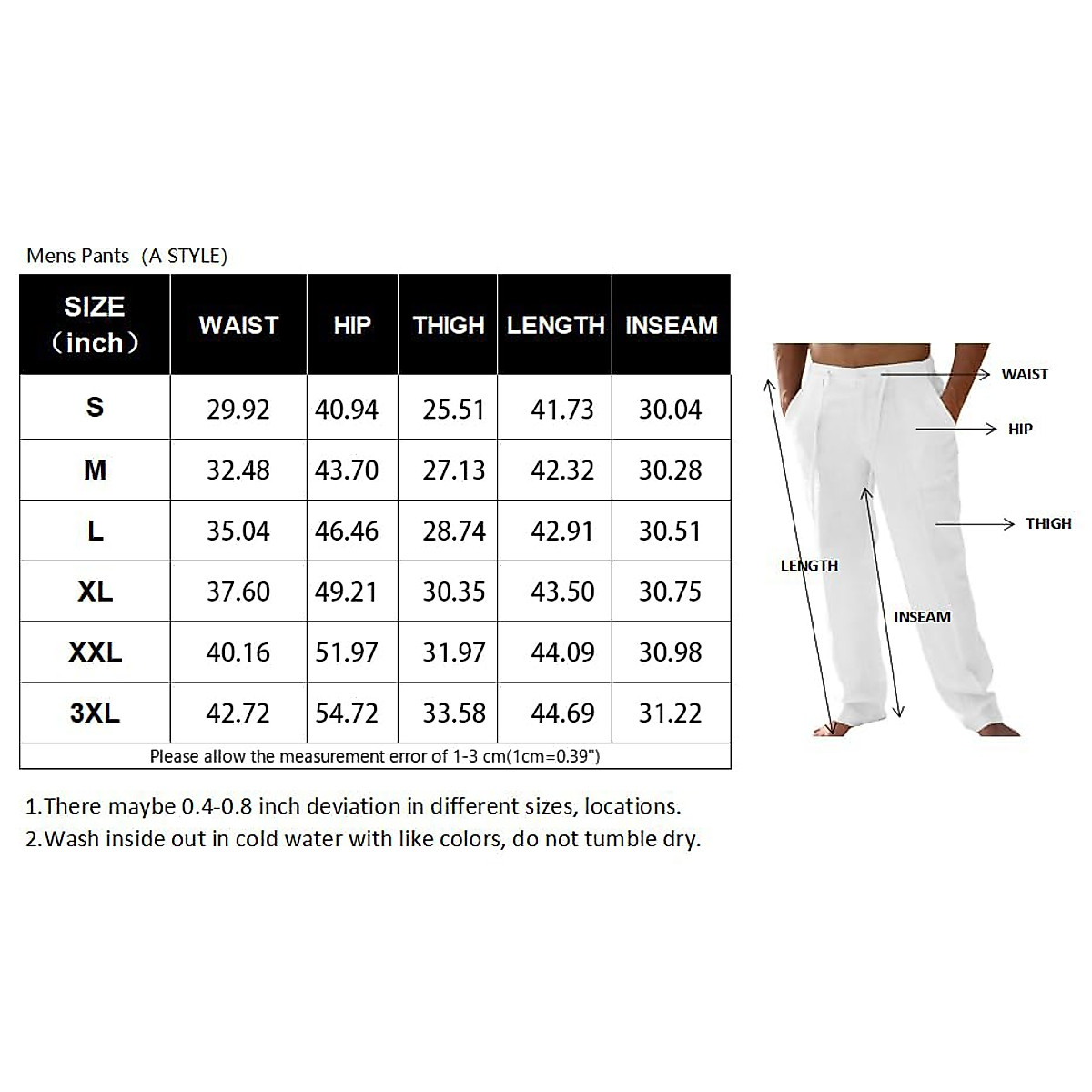 PASLTER Mens Casual Linen Pants Loose Fit Straight-Legs Elastic Drawstring Waist Summer Beach Long Pant