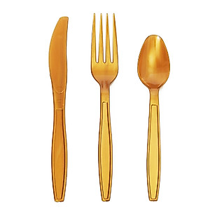 Juvale Autumn Paper Plates and Napkins, Cups, Cutlery for Thanksgiving, Fall Party Supplies (Serves 24, 144 Pieces)