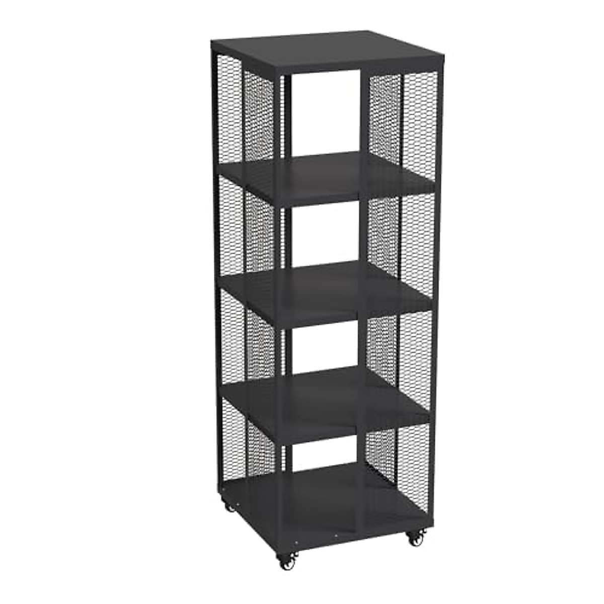 XYZTech Industial Style Shelving Open Shelves with Wheels Cold Rolled Steel Rolling Shelf 4-Tier Display Rack Shelf Unit on 360° Casters