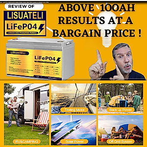 LISUATELI LiFePO4 Battery lithium batteries 12v100AH over 8000 Deep Cycles Iron Phosphate Battery Low Temp Protection Support in Series/Parallel for RV Camper Solar Golf Cart Marine Battery 100A BMS