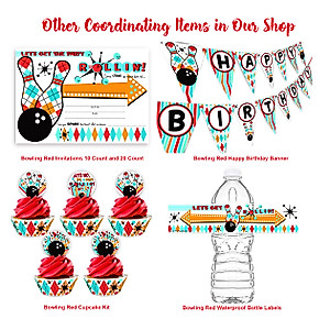 Bowling Party Favor Stickers - 20 Favor Bag Stickers - Bowling Party Thank You Tag - Bowling Party Supplies - Bowling Party Decorations - Glow Pink Stickers