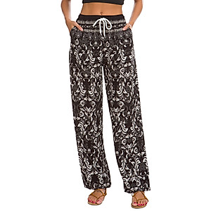 Urban CoCo Women's Floral Print Boho Pants Harem Pants Jogger Pants (#21, XL)