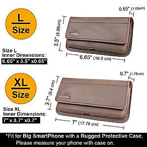 Topstache X-Large Leather Phone Holster,Flip Cell Phone Case with Belt Clip for S23 Ultra S23 Plus,Leather Case for iPhone 14 Pro Max,Universal Smartphone Leather Sheath for Phone with Protective Case