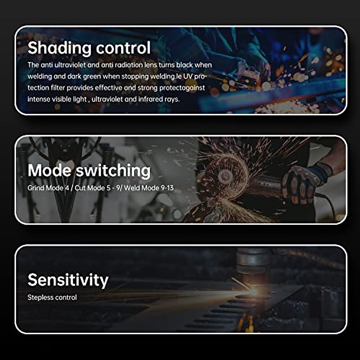 WELDMALL True Color Solar Power Auto Darkening Welding Helmet Welder Hood with Adjustable Shade Range for Mig Tig Arc Sensor Welder Mask WM-110