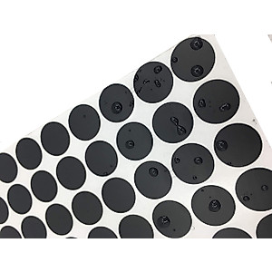 HFBlins 10 Sheets Screw Hole Covers Stickers, PVC Material Self Adhesive Screw Covers Caps, 21mm Dustproof Sticker 54 pcs in 1 Sheet Wooden Furniture Accessories (Black)