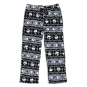 The Nightmare Before Christmas Women's Jack Skellington FairIsle Minky Plush Pajama Pants (Large) Black
