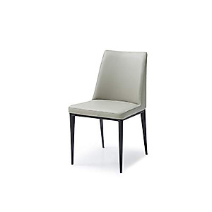 Whiteline Modern Living Gray Carrie Dining Chair, Light Faux Leather, Black Legs, Set of 2