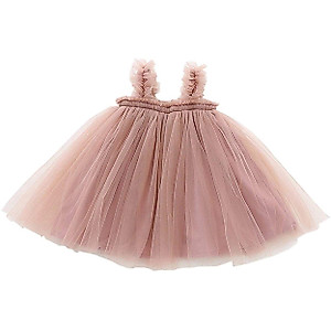GSVIBK Baby Girls Tutu Dress Toddler Tulle Tutu Dress Infant Long Sleeve Cotton Dresses Princess Party Dress 12M Pink 708