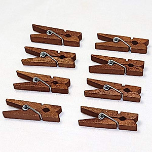 Millennial Essentials Mini Natural Wooden Clothespins, 60pcs, 1.4 Inch Photo Paper Peg Pin Craft Clips for Scrapbooking, Arts & Crafts, Hanging Photos (60pc Rustic Brown)