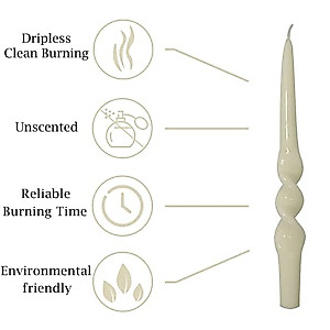 Spiral Candle Sticks - Handmade 9.5 Inches Dripless Taper Candle Twisted Candle for Dinner Wedding & Home Decor Set of 2 (White)