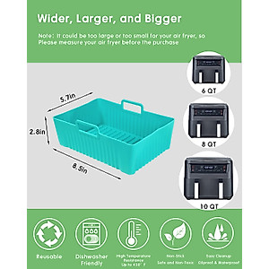 Air Fryer Silicone Liners, Reusable Air Fryer Liners for Ninja Foodi DZ201/DZ401, 8.5Inch Extra Large Air Fryer Liners, Food-Grade BPA Free, Oven Air fryer Accessories (2 PACK)