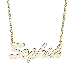 PicturesOnGold Custom Name Necklace For Women Personalized Name Necklace in Sterling 14K Gold or Silver Necklace Personalized with any Name or Word (Gold Script)