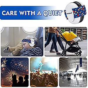 WORCBGIO Infant Ear Protection Headphones with Adjustable Elastic Headband&Comfortable White Muffs Baby Earmuff Helps Sleep Well & Reduce Noise (Planet,White